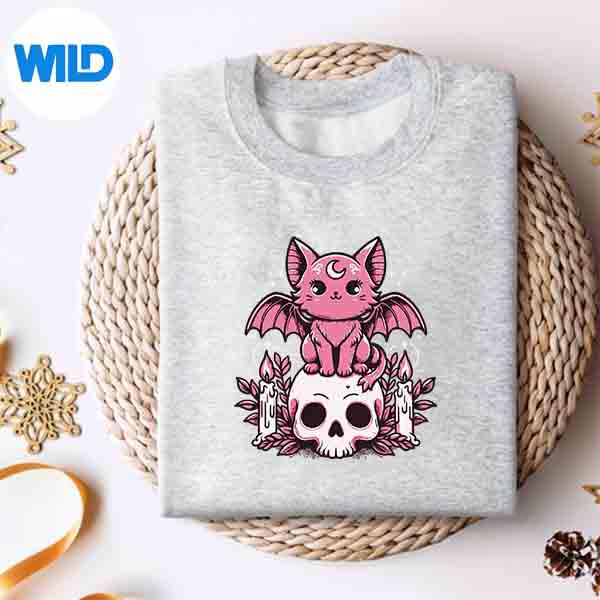 Kawaii Goth Cat SVG, Kawaii Pastel Goth Cute Creepy Cat Bat Skeleton ...