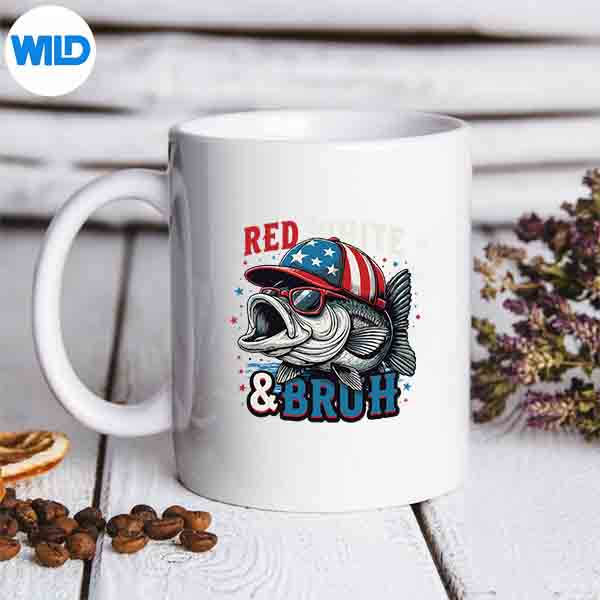 Red White Bruh Fish SVG, Patriotic Red White Bruh America Fish Fishing ...