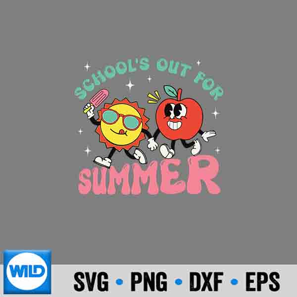Schools Out Sun SVG, Schools Out For Summer Apple Sun Teacher Students ...