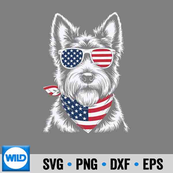 Scottie Flag SVG, Scottie Dog Usa Flag Sunglasses Patriotic 4th Of July ...