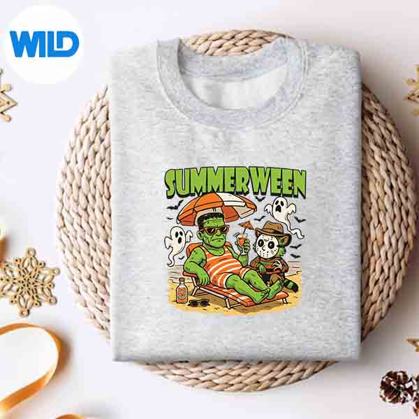 summerween horror beach SVG, Summerween Horror Characters Halloween On The Beach SVG - WildSvg