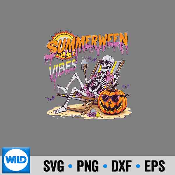 summerween skeleton vibes SVG, Summerween Vibes Skeleton Pumpkin Spooky ...