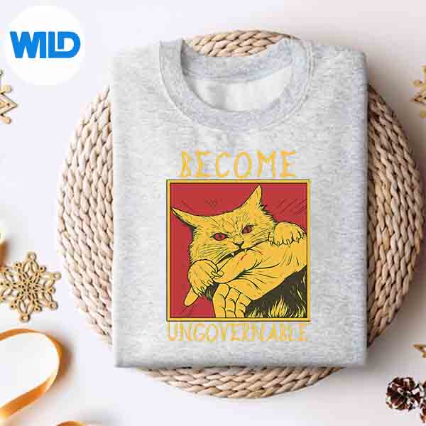 Ungovernable Cat Meme SVG, Become Ungovernable Black Cat Biting Hand ...