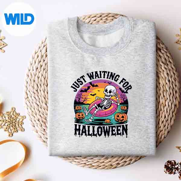 Waiting Spooky Skeleton SVG, Just Waiting For Halloween Spooky Skeleton ...