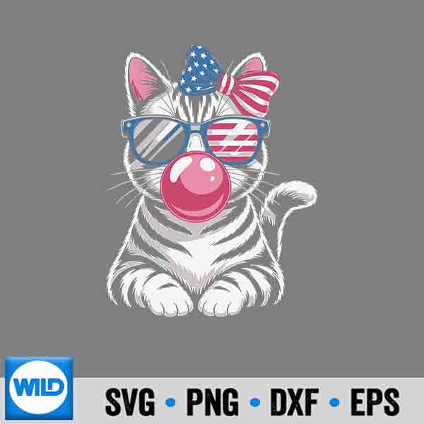 Patriotic Cat Usa SVG, Patriotic Cat With Sunglasses Cute Feline Lover ...