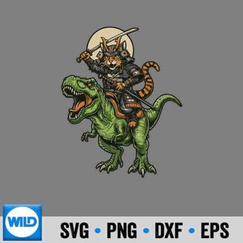 Samurai Cat Dinosaur SVG, Samurai Cat Riding Dinosaur Japanese Ukiyoe ...