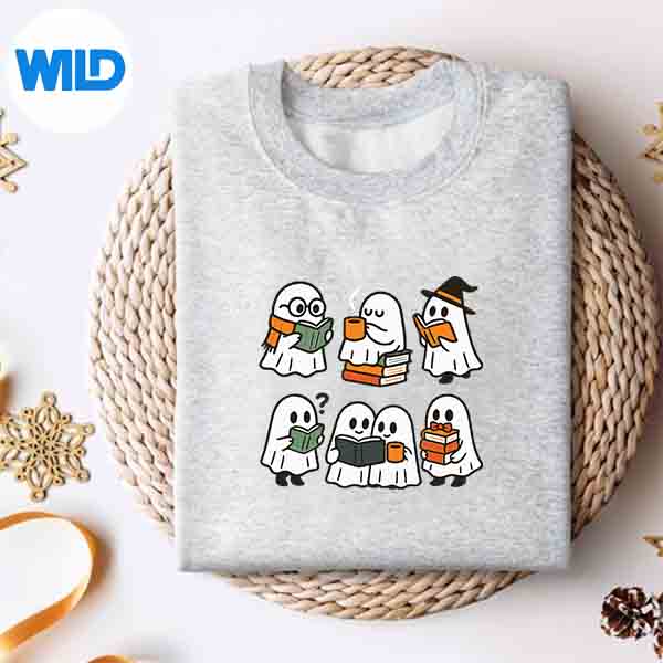 Ghost Reading SVG, Cute Ghosts Reading Books Halloween SVG - WildSvg