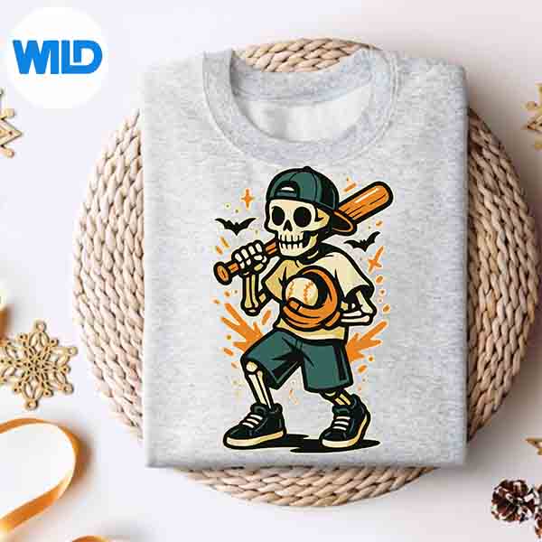 Skeleton Baseball SVG, Halloween Skeleton Baseball Costume Vintage SVG ...