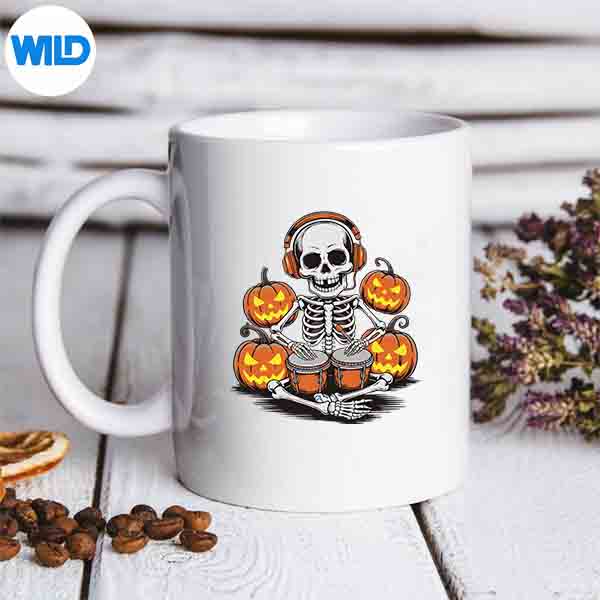 Bongo Skeleton SVG, Halloween Skeleton Bongo Player Bongos SVG - WildSvg