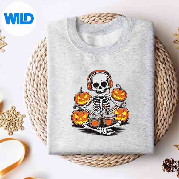 Bongo Skeleton SVG, Halloween Skeleton Bongo Player Bongos SVG - WildSvg