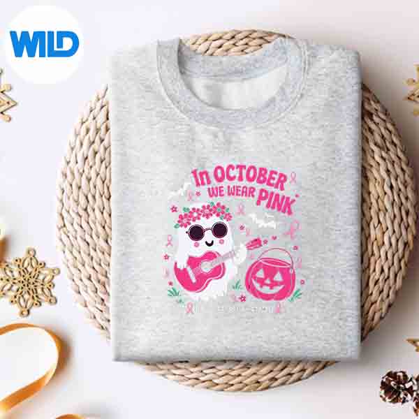 Ghost Support Cancer SVG, October Wear Pink Ghost Breast Cancer ...
