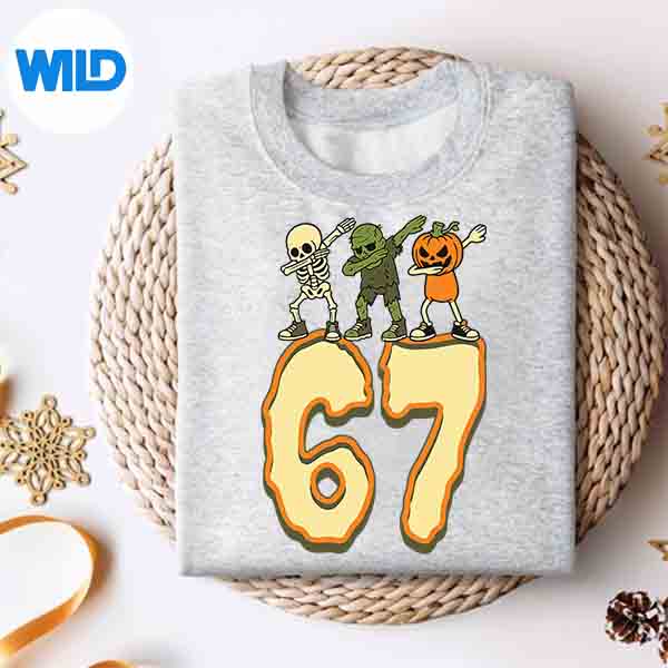 67 Halloween Meme 6 7 Numbers Six Seven Skeleton Cut File - WildSvg