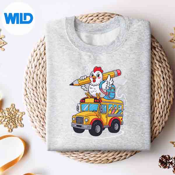 School Chicken SVG, Back To School Chicken School Bus 100 Days Of ...
