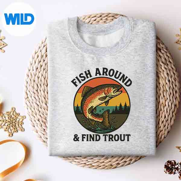 Find Trout SVG, Retro Fish Around Find Trout Fishing SVG - WildSvg