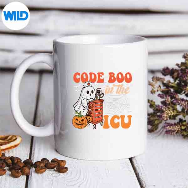 Nurse Ghost SVG, Retro Halloween Micu Sicu Rn Nurse Ghost Code Boo In ...