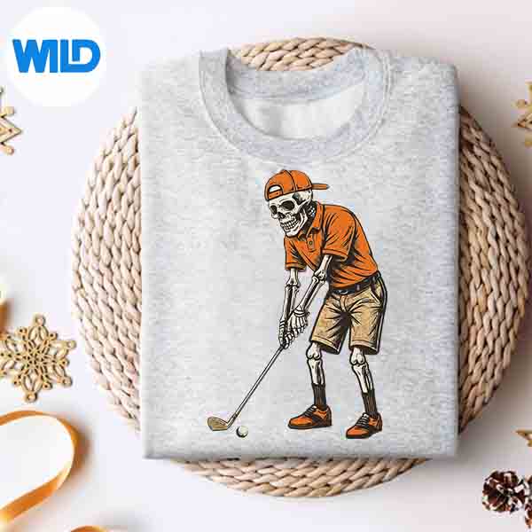 Skeleton Golf Halloween Golfer Golf Player Dad SVG PNG Cut File - WildSvg