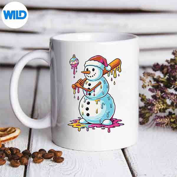 Christmas Baseball Snowman Drip Silhouette SVG PNG - WildSvg