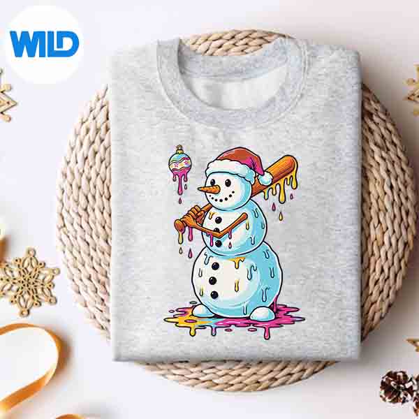 Christmas Baseball Snowman Drip Silhouette SVG PNG - WildSvg