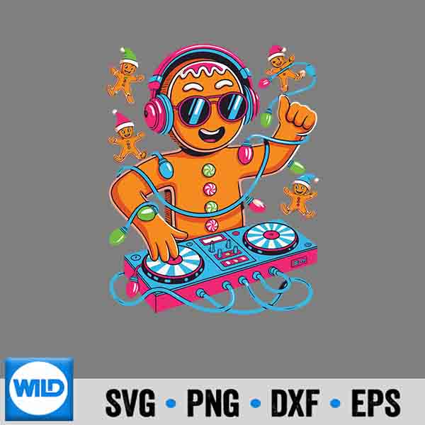 Christmas SVG, Retro Christmas House Music Gingerbread Dj Techno Rave ...