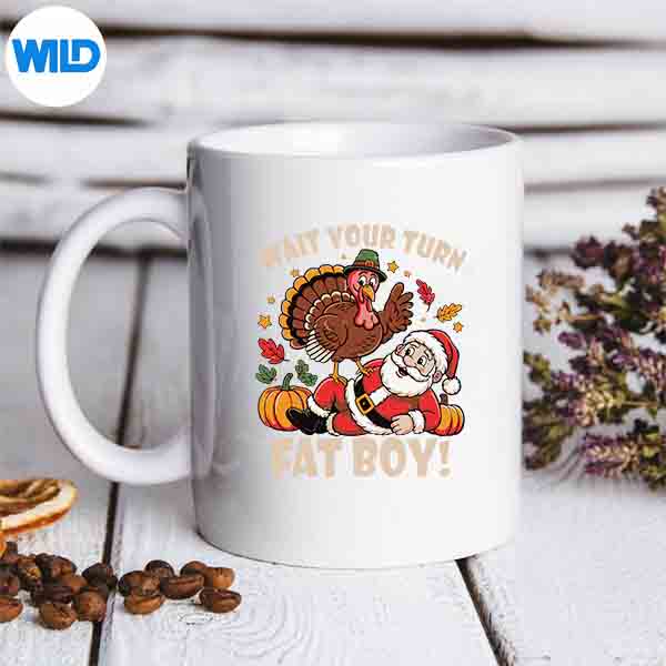 Wait Your Turn Fat Thanksgiving Christmas Silhouette SVG PNG - WildSvg