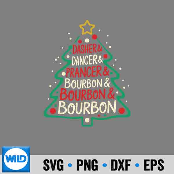 Reindeer & Bourbon SVG, Dasher Dancer Prancer Bourbon Christmas SVG ...