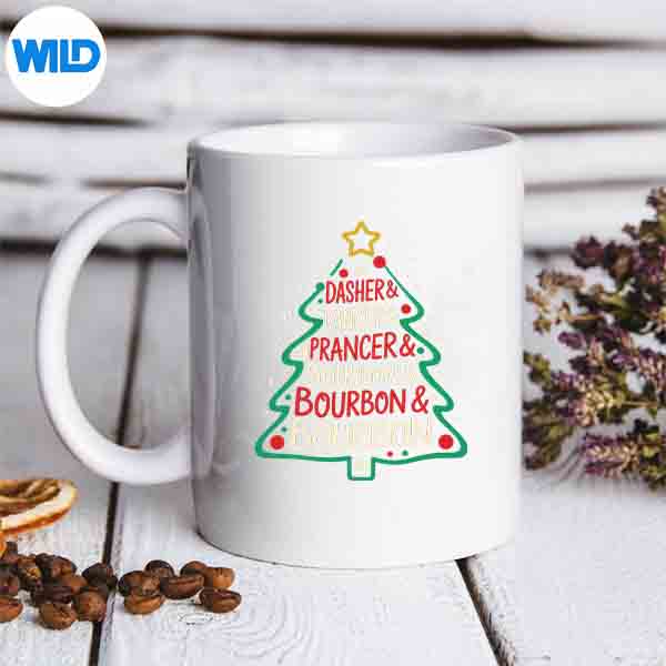 Reindeer & Bourbon SVG, Dasher Dancer Prancer Bourbon Christmas SVG ...