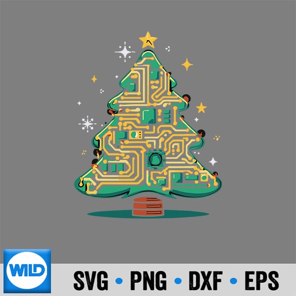 Circuit Tree SVG, Geek Christmas Circuit Tree Electronic Circuit ...