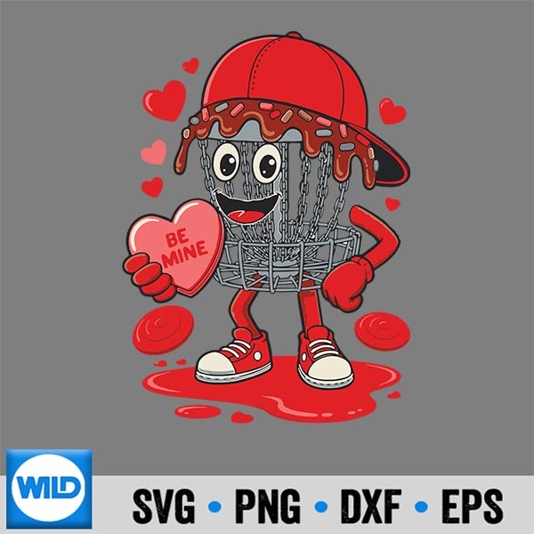 Disc Golf Equipment Player Valentine Hearts Digital Download - WildSvg