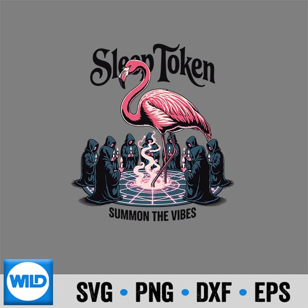 Mystical Flamingo Summoning Ritual Sleep Token Surreal Silhouette SVG ...